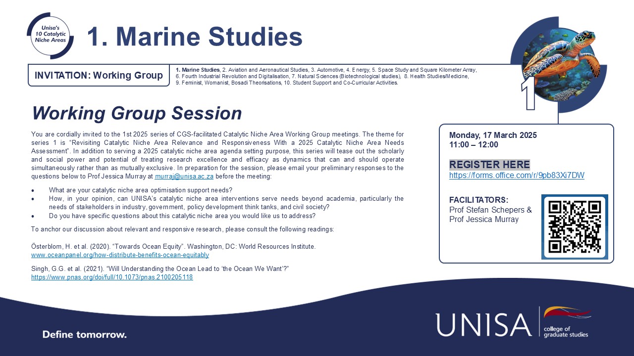 CGS Catalytic Niche Areas working group session: 'Marine Studies'